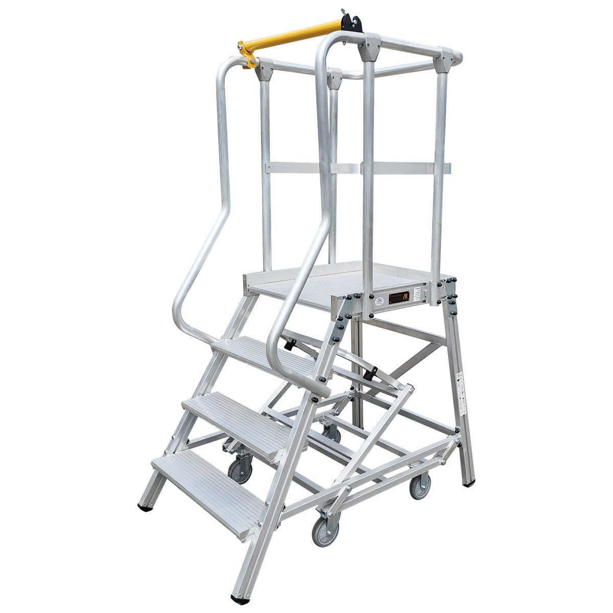4-Step Aluminium Mobile Platform Ladder - Compact & Secure Access Solu